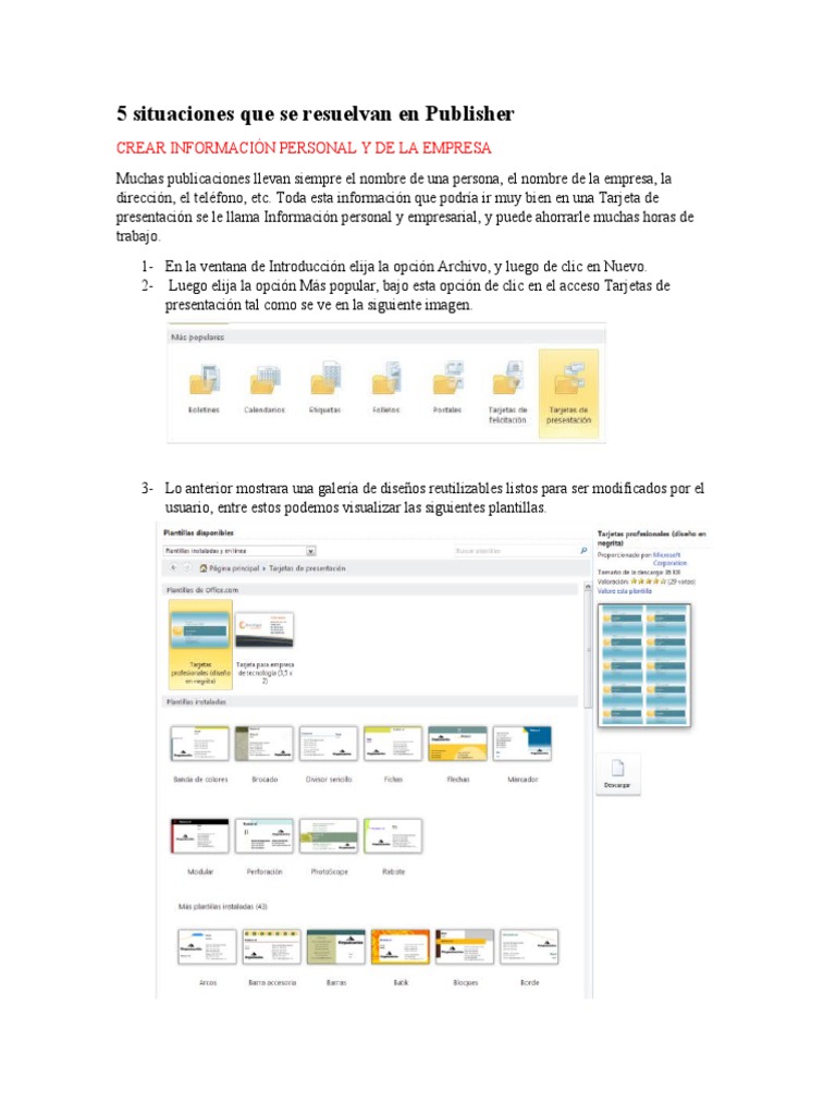 5 Situaciones Que Se Resuelvan en Publisher | PDF | Ventana ...