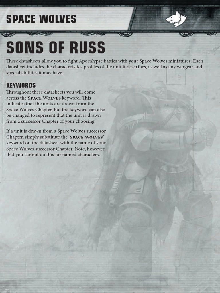 Apoc Datasheet Space Wolves Web-1 | Download Free PDF | Infantry | Firearms