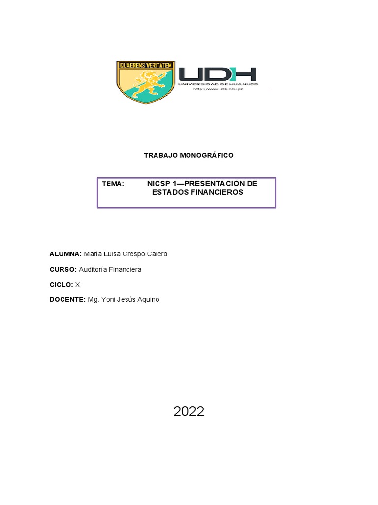 Nicsp 1 | PDF | Estado financiero | Contabilidad