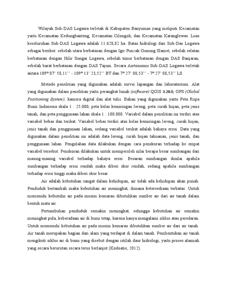 Wilayah SubDAS Logawa | PDF | Sains & Matematika