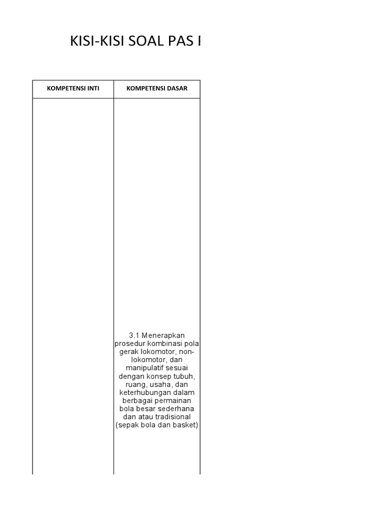 Kisi-Kisi Pas Pjok Kelas 6 | PDF