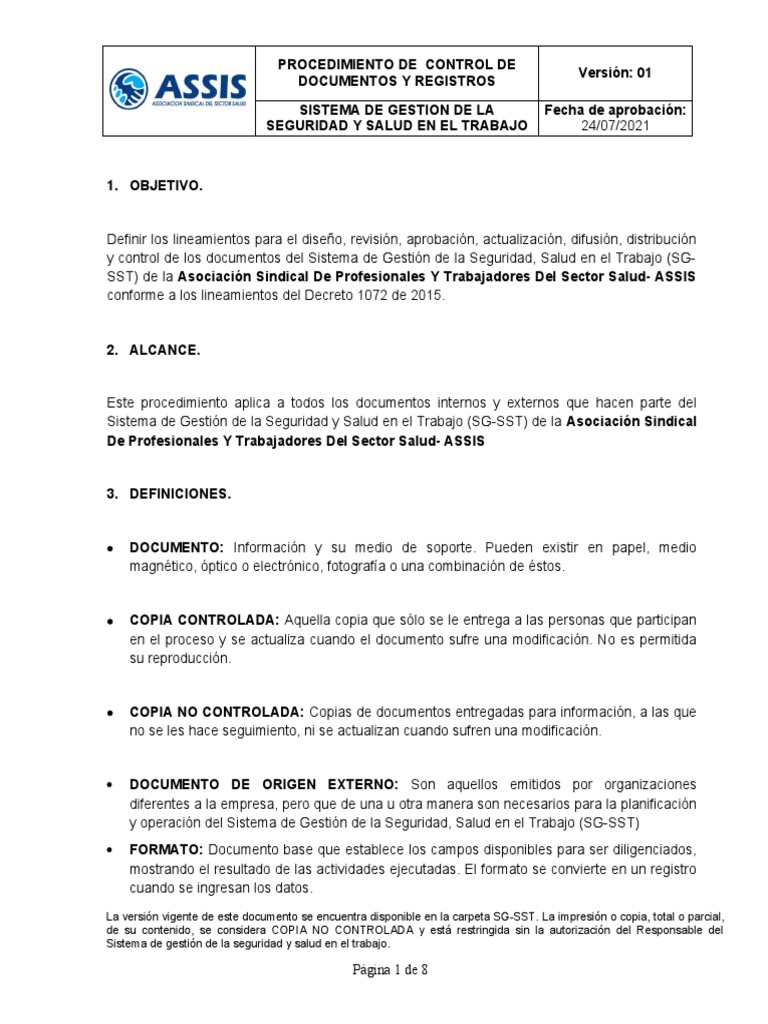 Procedimiento de Control de Documentos y Registros | PDF | Documento ...