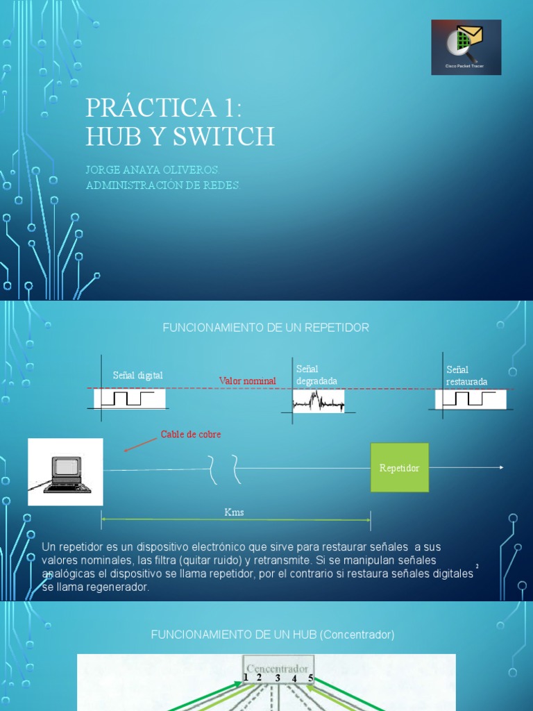 P1 - Packet Tracer Hub y Switch | PDF