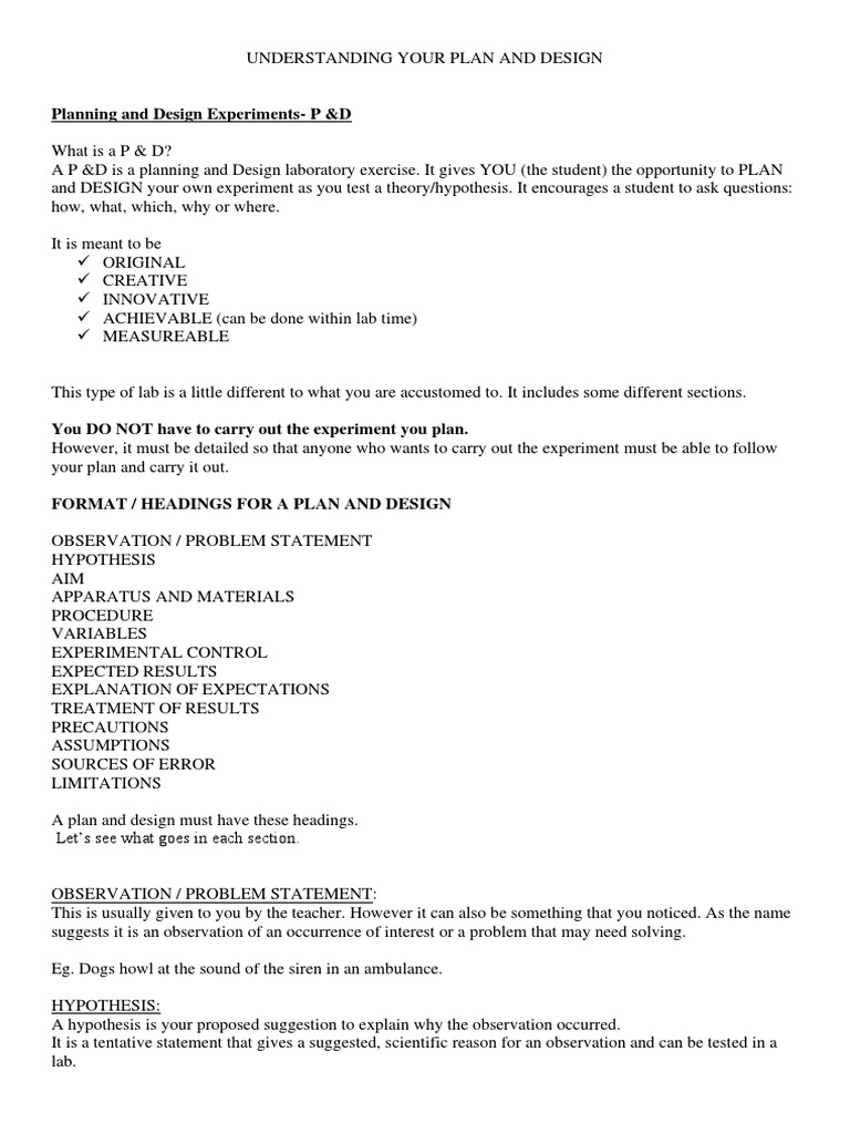 Plan and Design Lab Guide | PDF | Experiment | Hypothesis