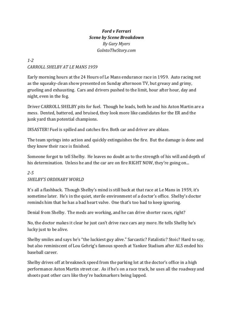 Ford V Ferrari - Myers Film Script | PDF | Ford Motor Company | Car