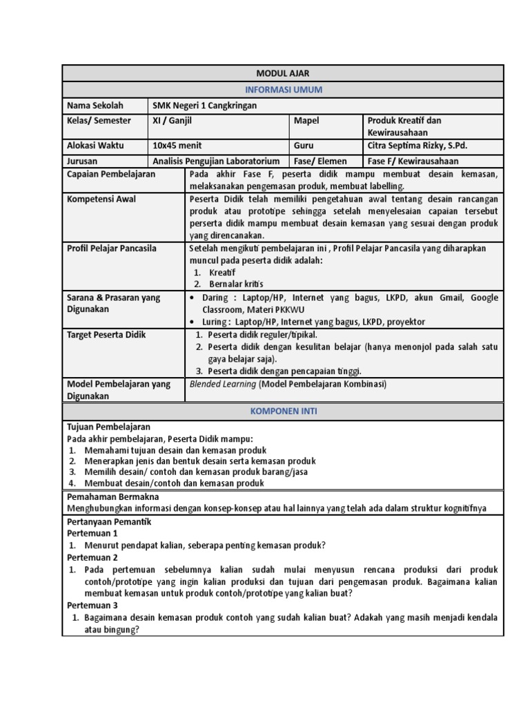 3 Modul Ajar Desain Kemasan | PDF
