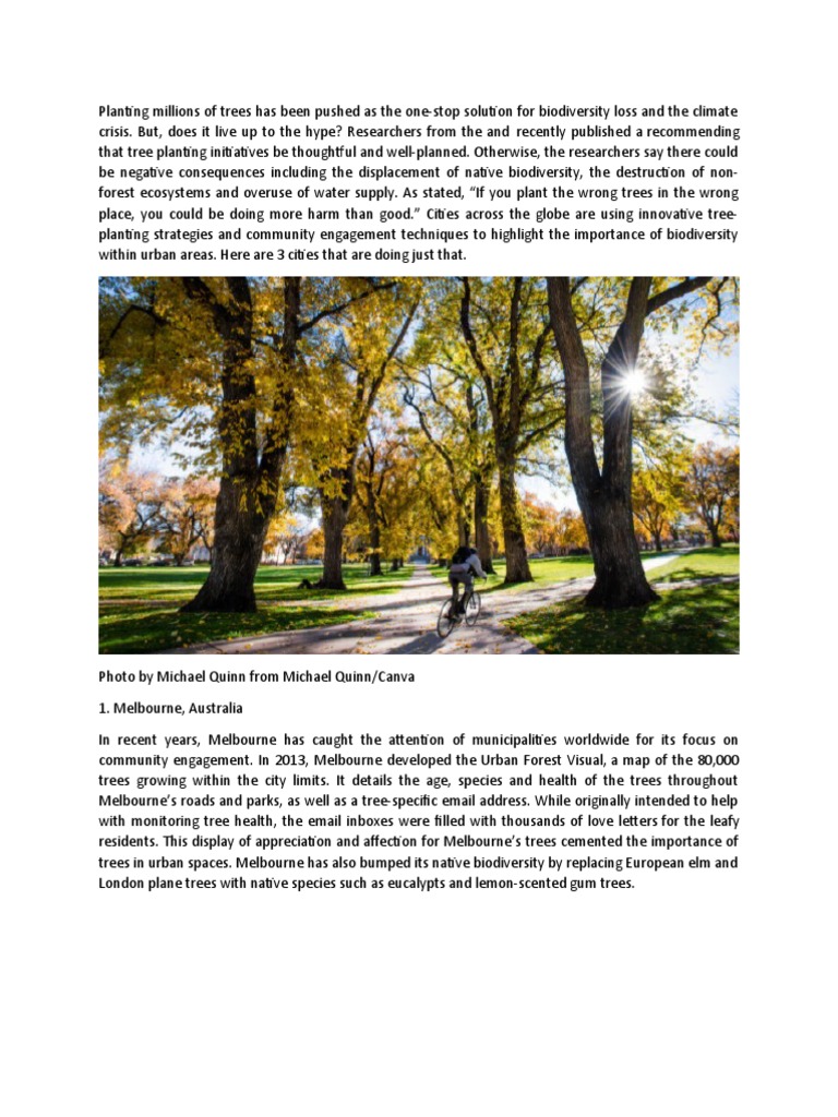 Urban Tree Planting Success Stories | PDF | Biodiversity | Trees
