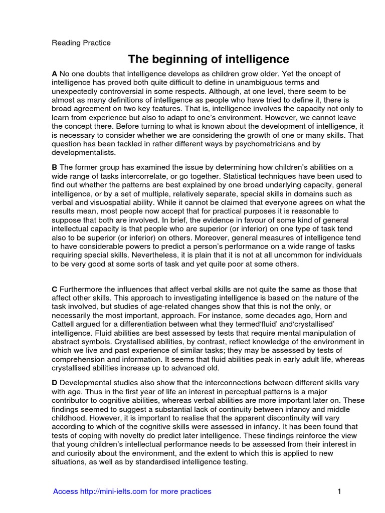 The Beginning of Intelligence | PDF | Intelligence | Cognitive Development