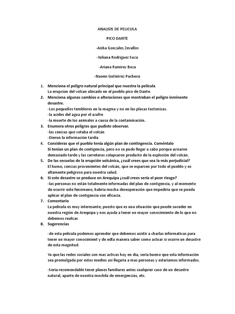 Analisis de Pelicula-Pico Dante | PDF