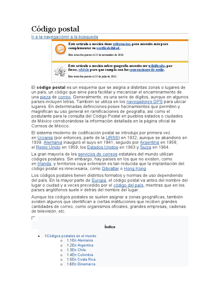 Código Postal | PDF | Servicios públicos | Ingeniería Industrial