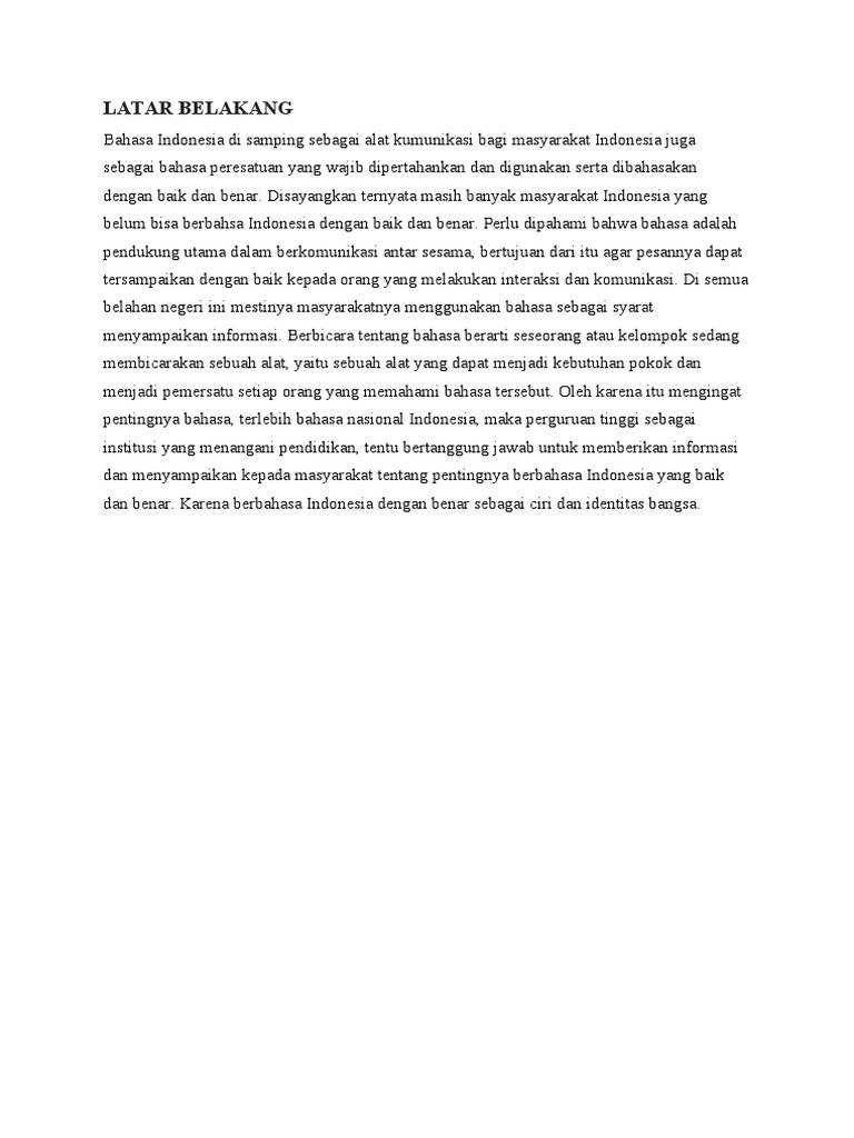 Makalah Pentingnya Bahasa Indonesia Dalam Dunia Pendidikan | PDF