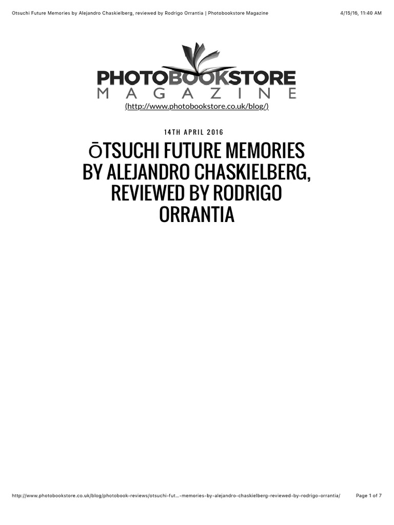 OTSUCHI BOOK REVIEW - PHOTOBOOKSTORE MAGAZINE by Rodrigo Orrantia | PDF