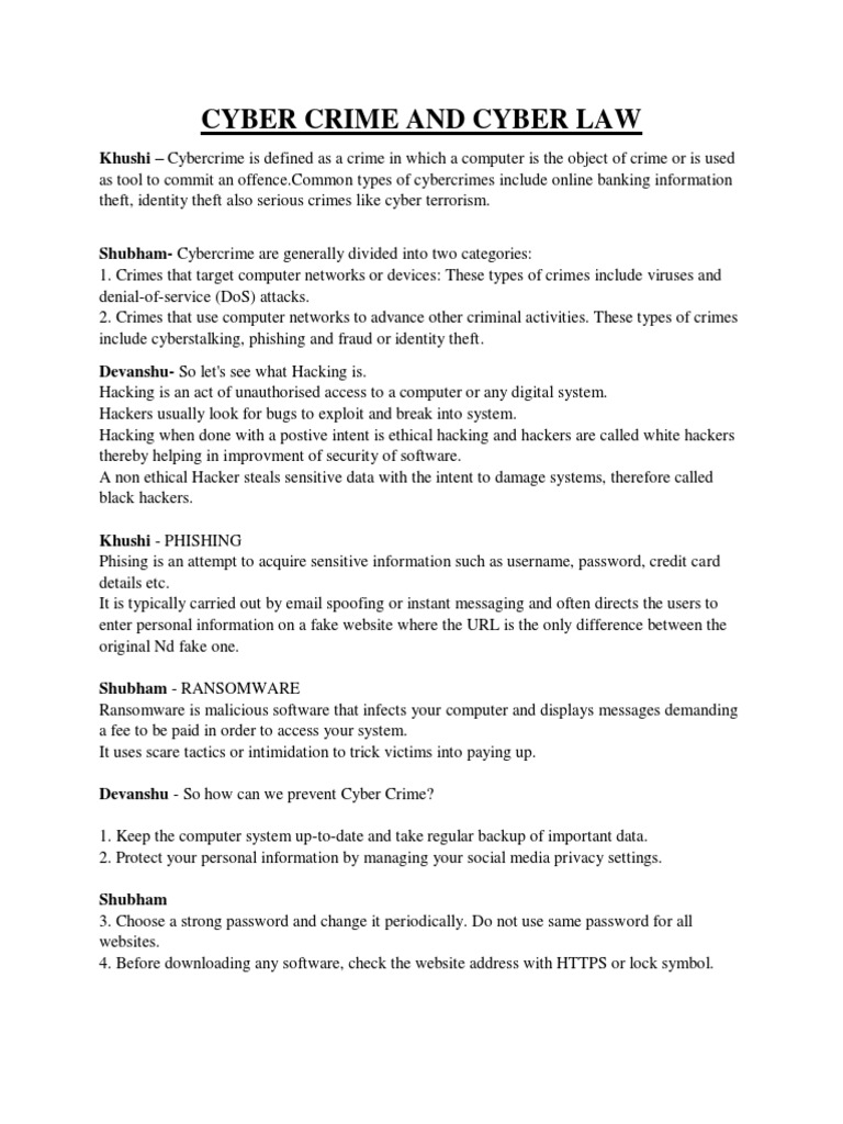 Cyber Crime and Cyber Law | PDF | Cybercrime | Security