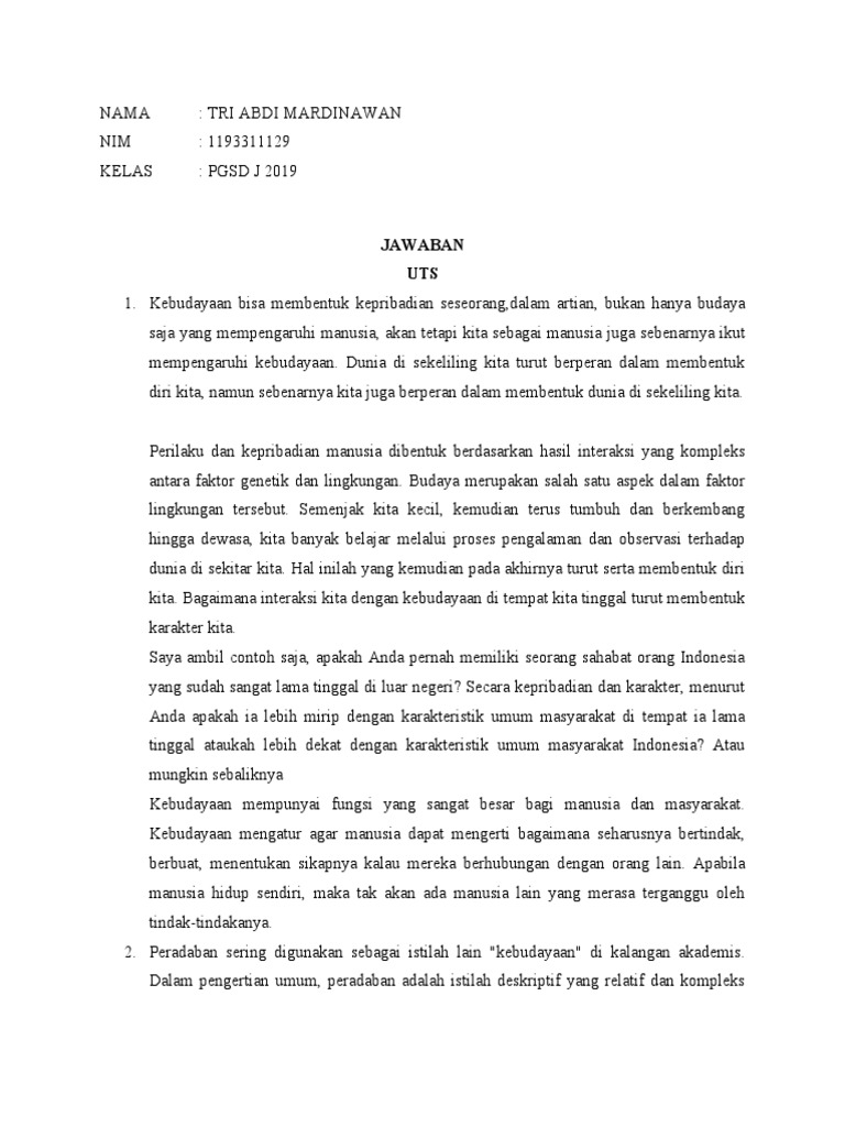 Jawaban Uts Isbd | PDF | Politik | Ilmu Sosial