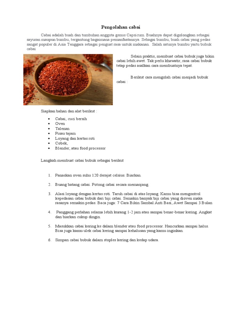 Pengolahan Cabai | PDF