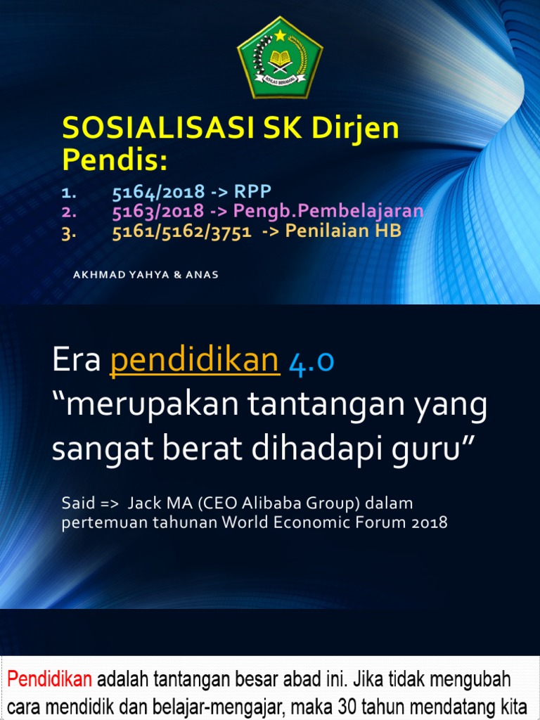 SOSIALISASI SK DIRJEN PENDIS-yahya | PDF
