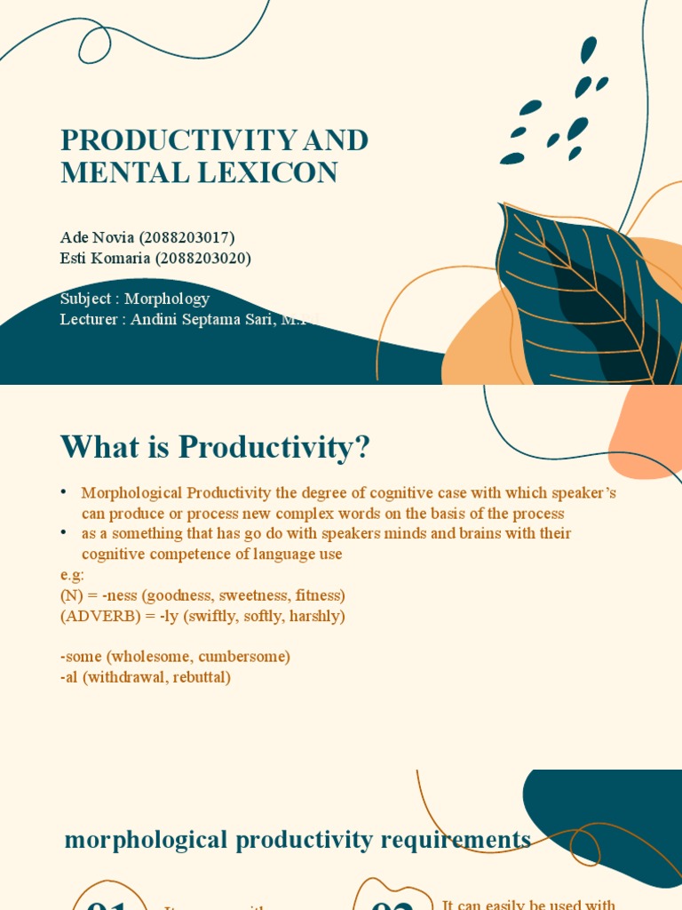 Productivity | PDF | Morphology (Linguistics) | Lexicon