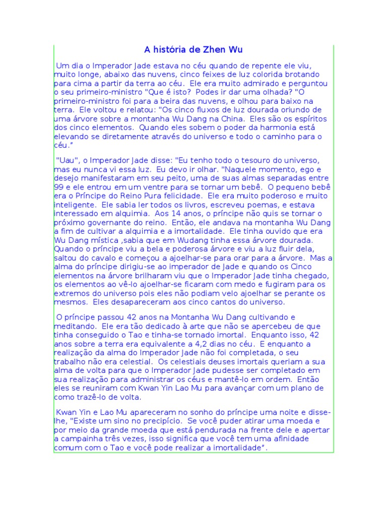 A História De Zhen Wu Pdf Religião E Crença Science