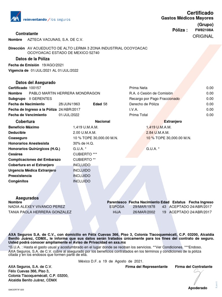GMM Poliza | PDF | Póliza de seguros | Riesgo financiero