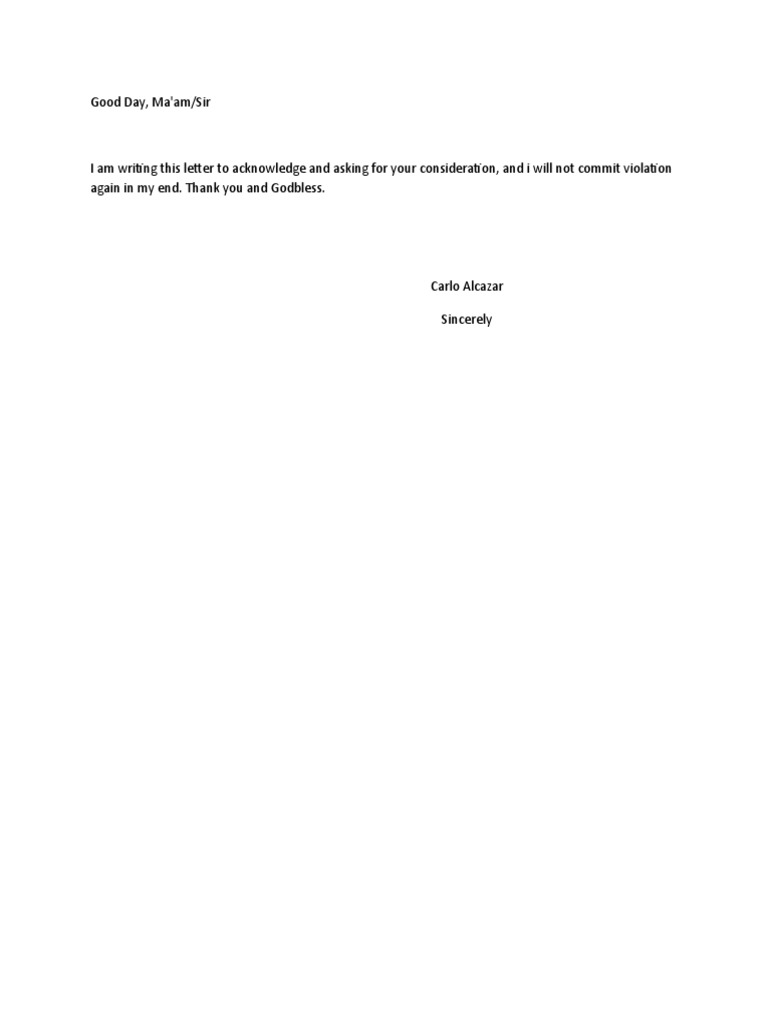 Letter of Acknowledgment | PDF