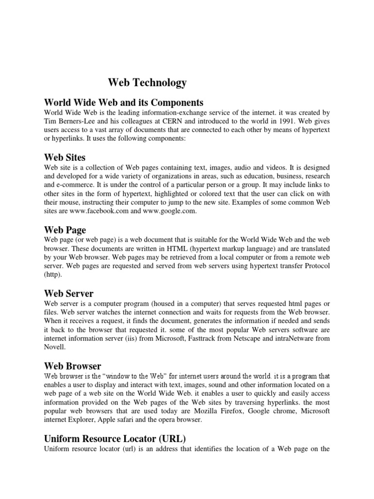 Web Technology | PDF | World Wide Web | Internet & Web