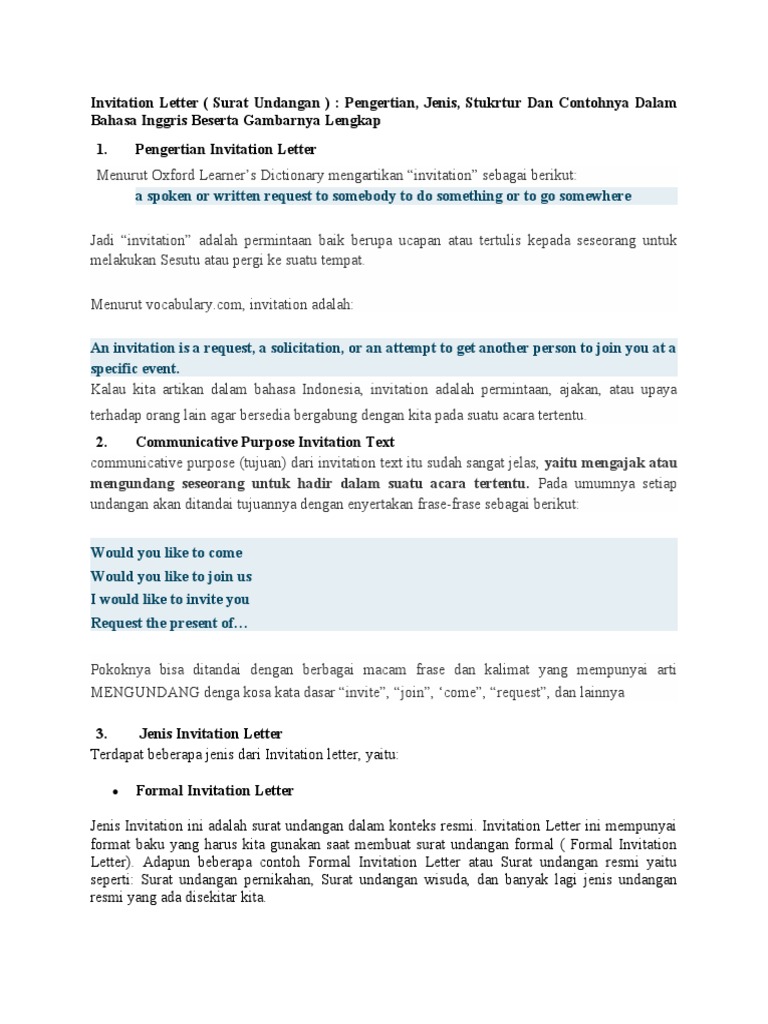 Contoh Surat Undangan Resmi dan Informal | PDF
