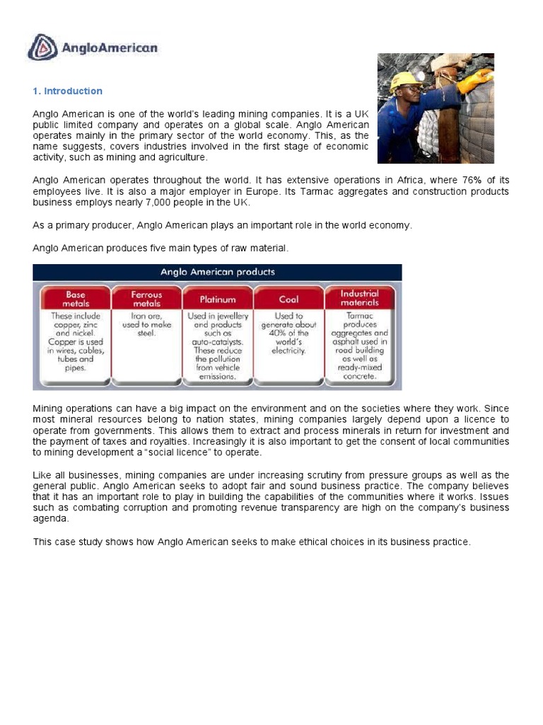 IB Business Management Case Study | PDF | Mining | Corporate Social ...