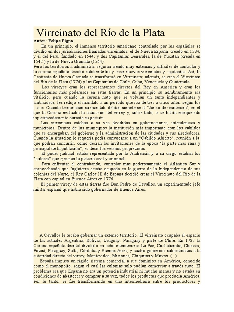 Virreinato Del Río de La Plata | PDF