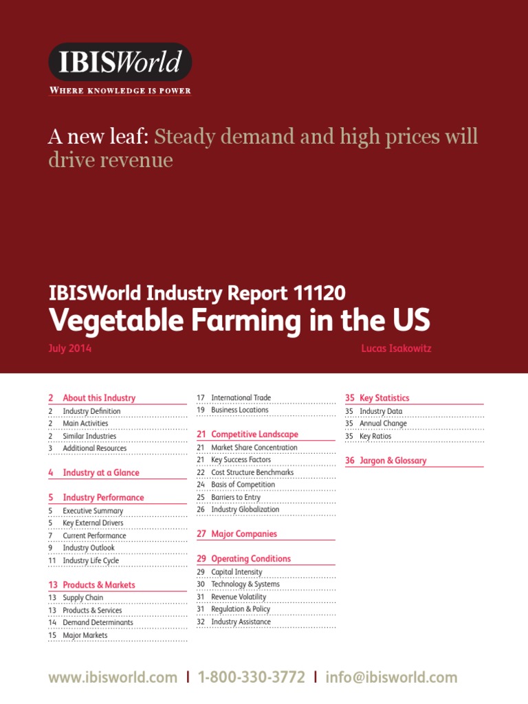 Vegetable Farming in The US Industry Report | PDF | Vegetables ...