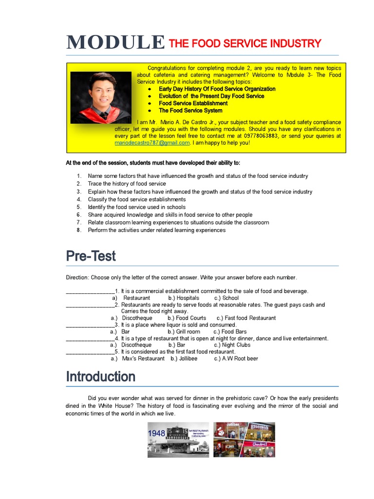 MODULE3 - Food Service Industry. | PDF | Restaurants | Fast Food ...