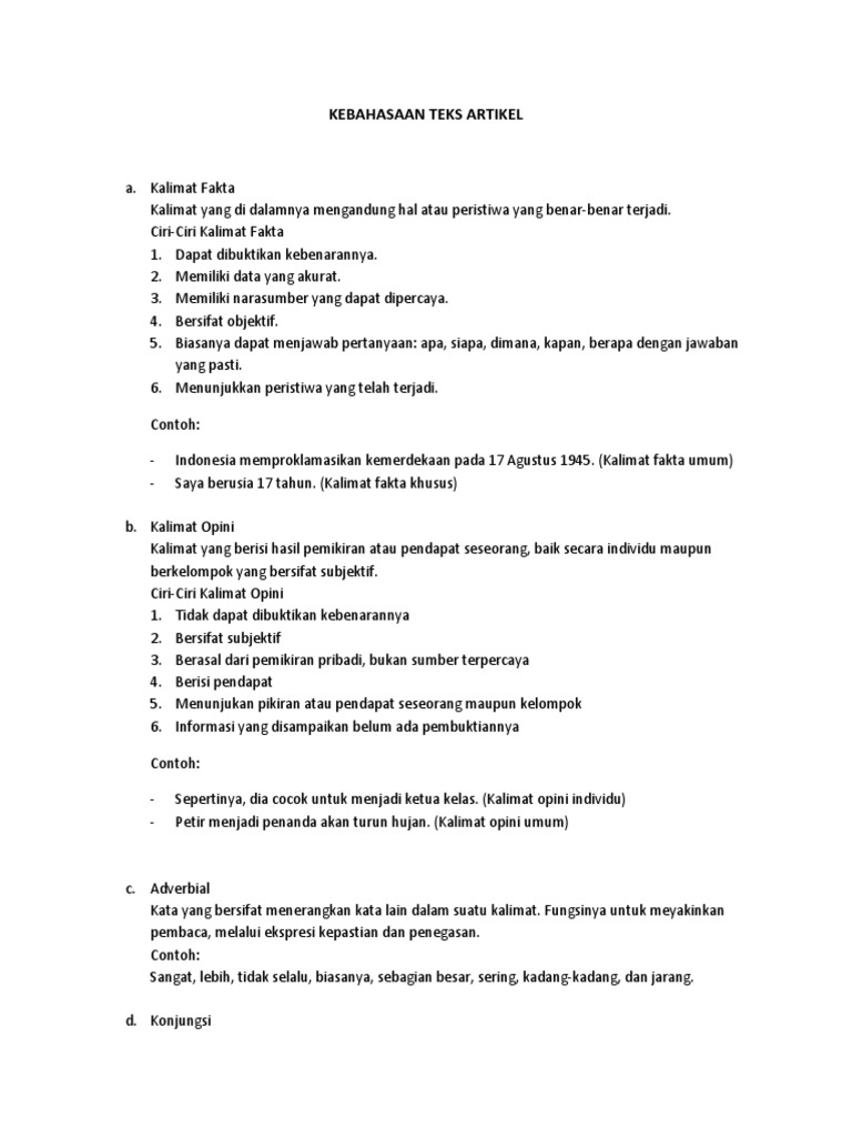 Kebahasaan Teks Artikel | PDF