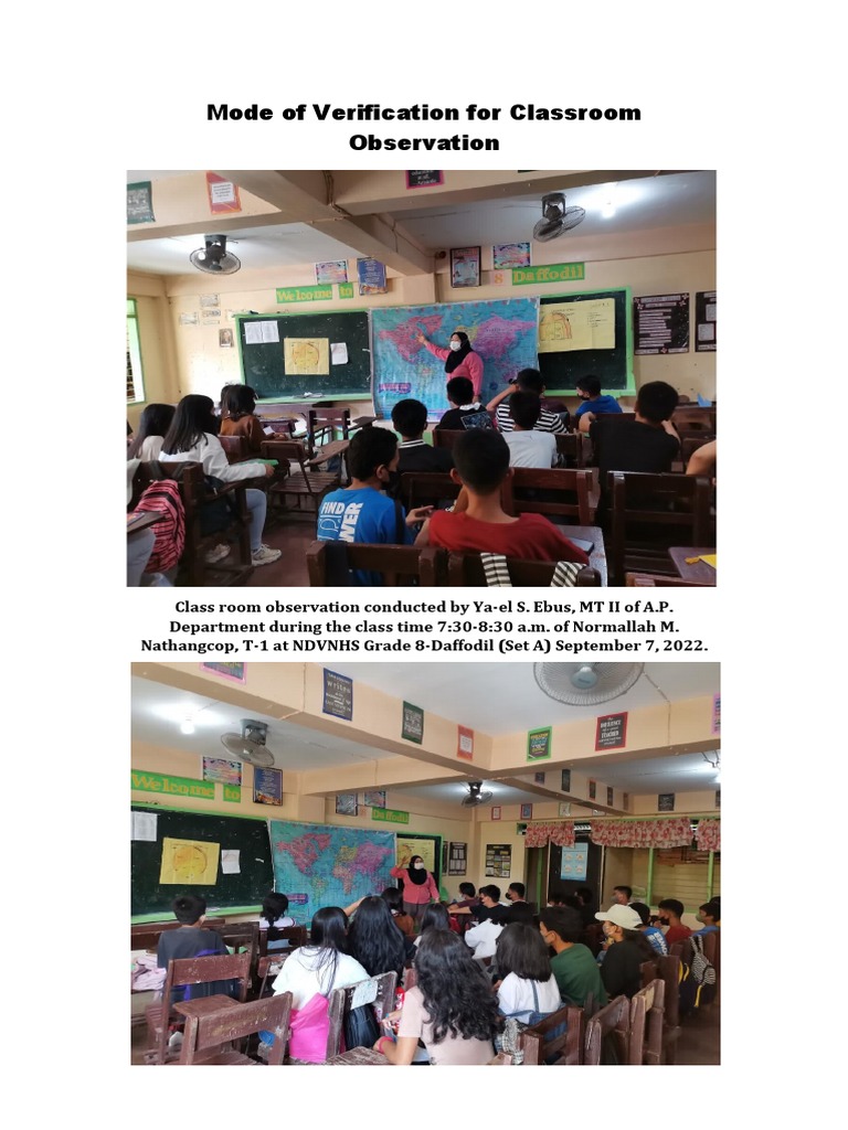 Mode of Verification For Classroom Observation | PDF
