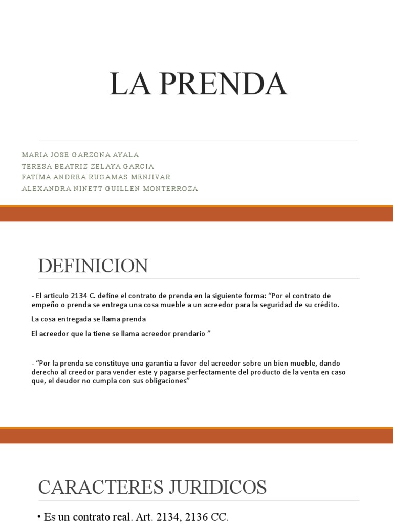 La Prenda Exposicion | PDF | Conceptos legales | Derecho empresarial