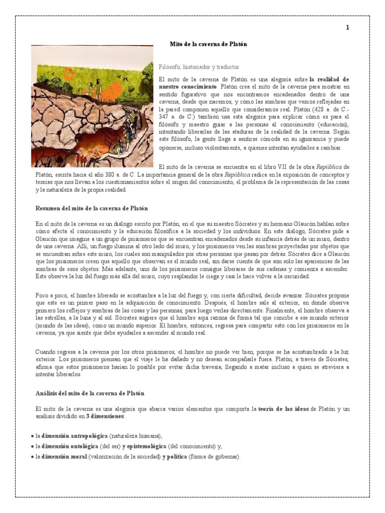 Mito de La Caverna de Platón | PDF | Conocimiento | Platón