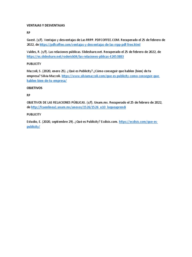 Ventajas y objetivos de las RRPP y Publicity | PDF