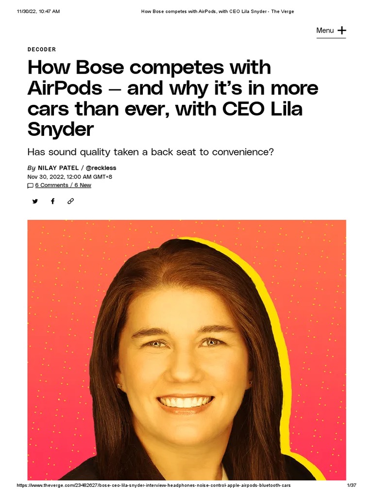 How Bose Competes With AirPods, With CEO Lila Snyder | PDF | Bluetooth ...
