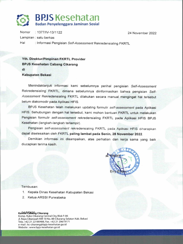 Informasi Pengisian Self Assesment Pada Aplikasi HFIS | PDF