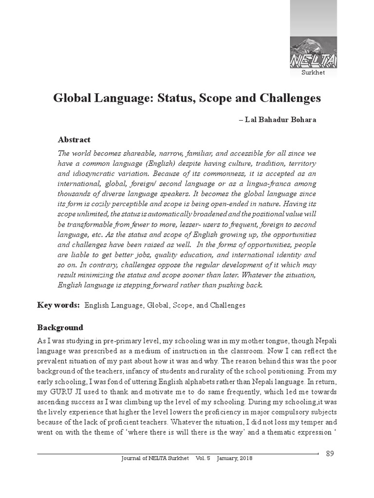 Global Language Status, Scope and Challenges | PDF | English Language | English As A Second Or ...