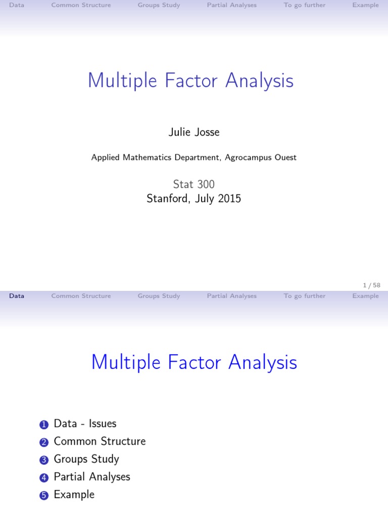 Multiple Factor Analysis: Julie Josse | PDF | Principal Component Analysis