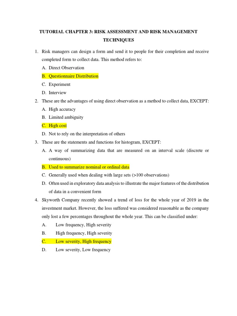 Ubm588-Tutorial Chapter 3 | PDF | Risk | Insurance