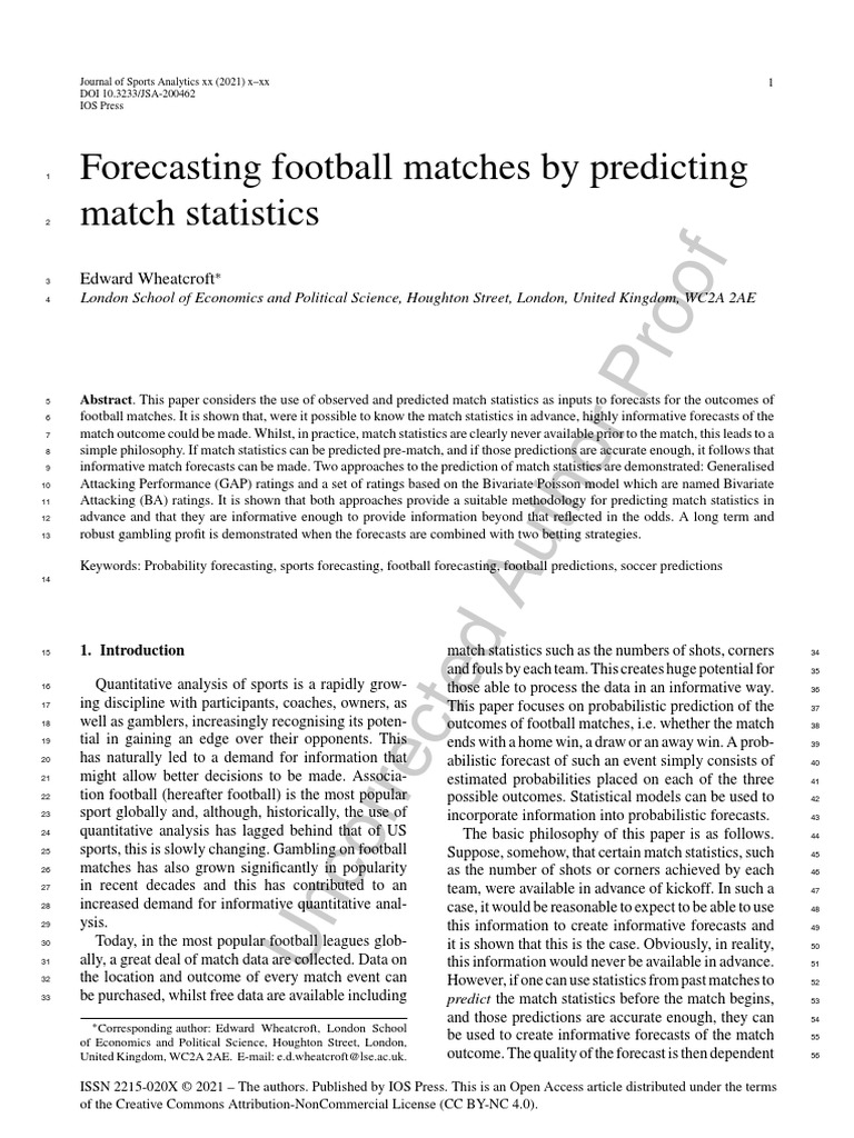 Forecasting Football Matches by Predicting Match S | PDF | Odds ...