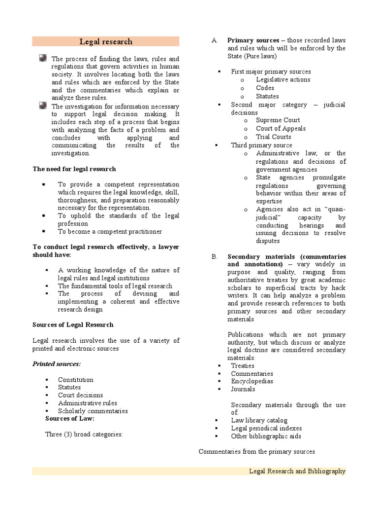 Legal Research Notes | PDF | Lawsuit | Primary Sources