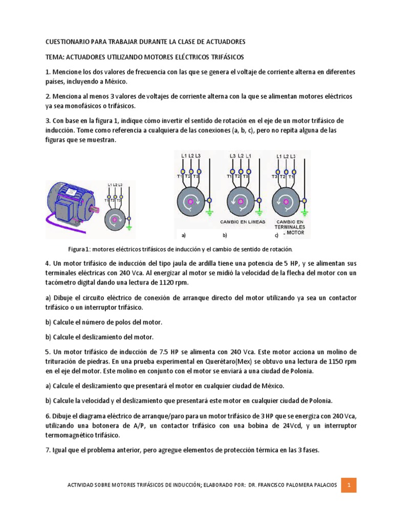 ACTIVIDAD Sobre MOTORES TRIFÁSICOS DE INDUCCIÓN | PDF | Motor eléctrico | Ingenieria Eléctrica