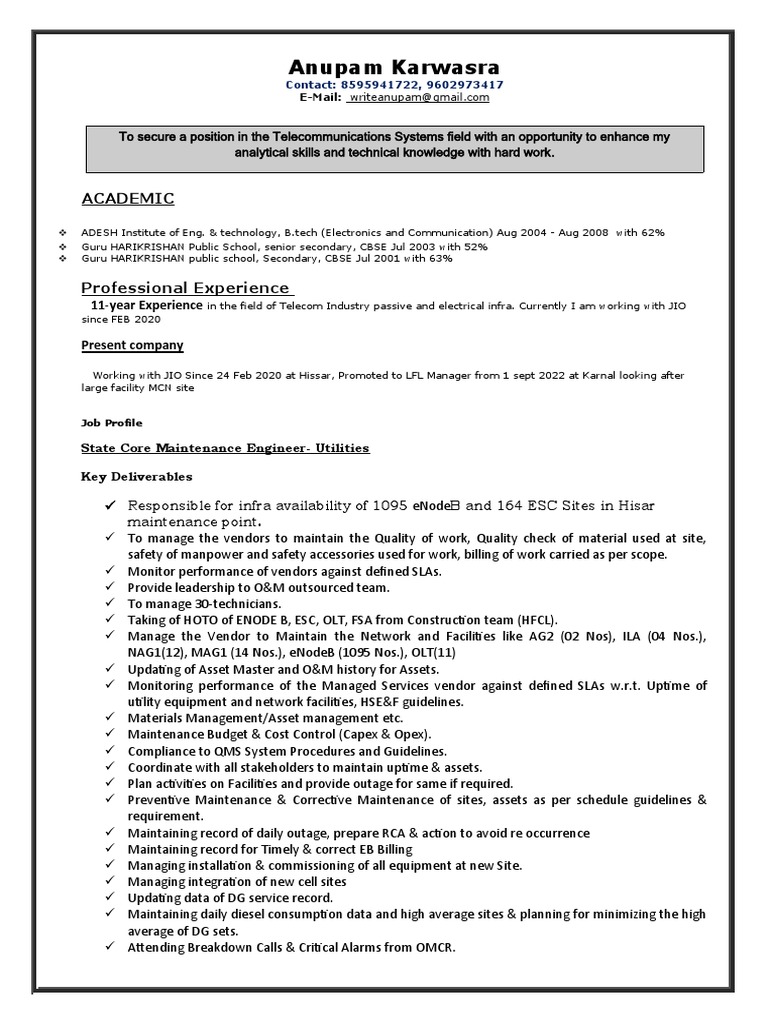 Resume Anu | PDF | Supply Chain Management | Service Level Agreement
