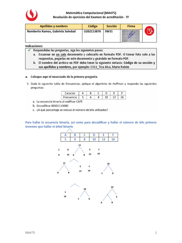 MA475 - Formato para La Resolución de Ejercicios (TF) | PDF
