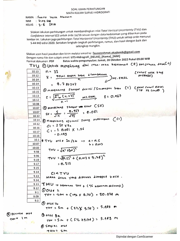 UTS-Hidrografi 3-B Satrio Indra Maulana 2109688 | PDF