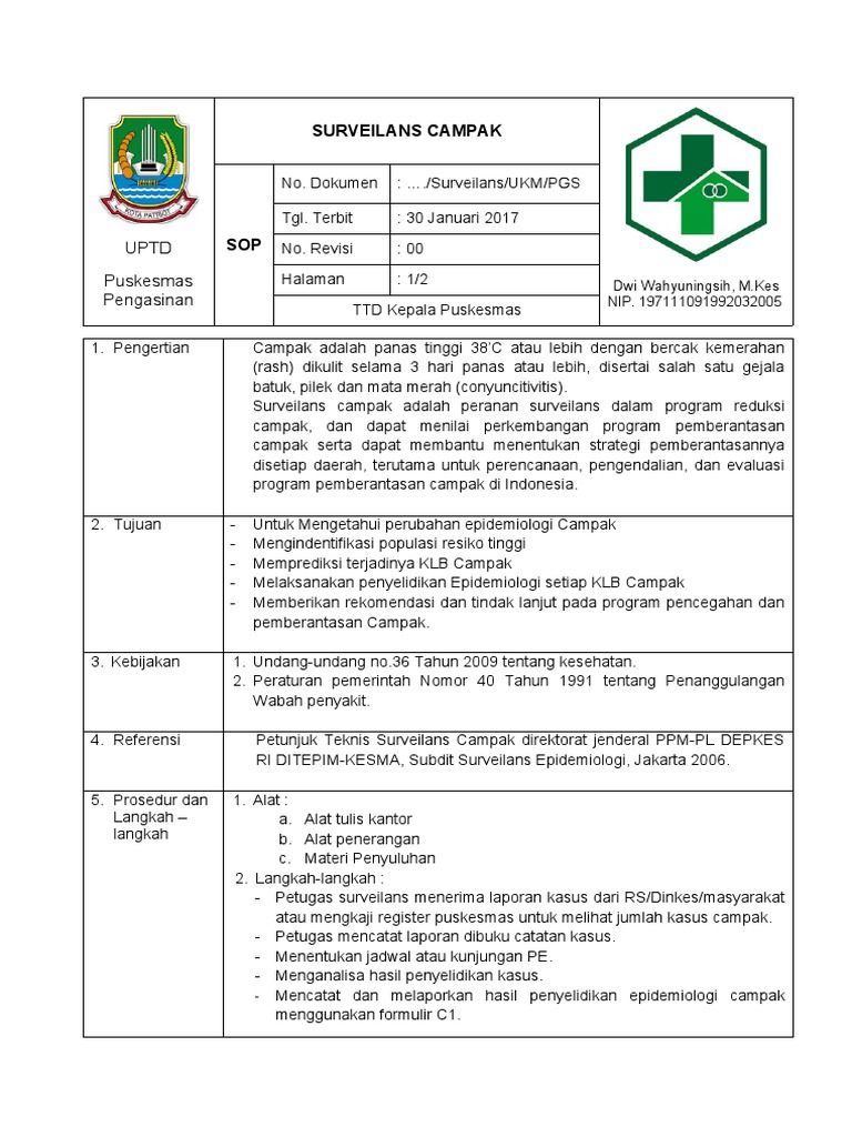Sop Surv Campak | PDF