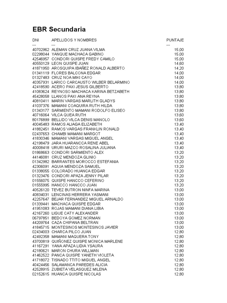 EBR Secundaria | PDF