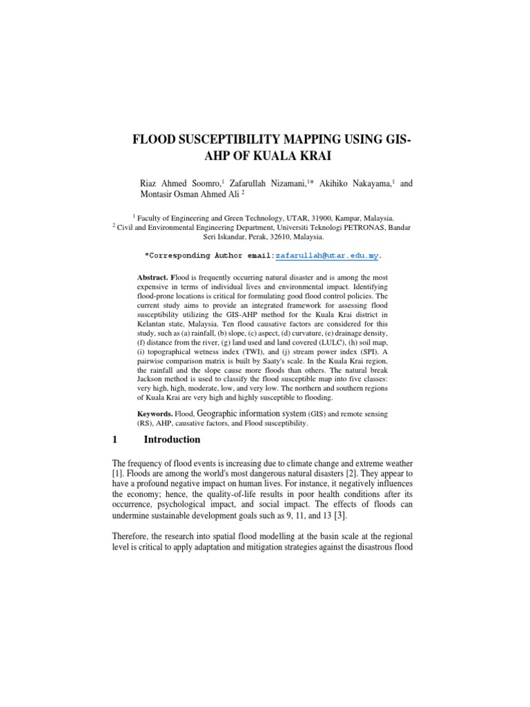 Flood Susceptibility Mapping Using Gis-Ahp of Kuala Krai | PDF ...