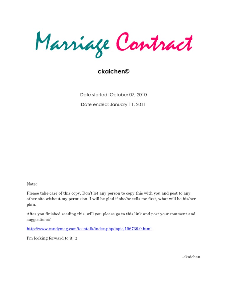 Marriage Contract | PDF